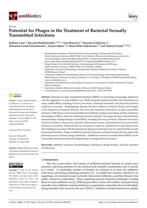Potential For Phages In The Treatment Of Bacterial Sexually Transmitted
