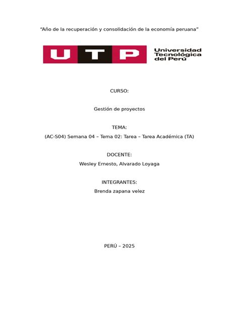 S04 Ta1 Gestion De Proyectos Pdf Gestión De Proyectos Planificación