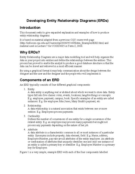 Steps To Develop ERD Developing Entity Relationship Diagrams ERDs Introduction This Document