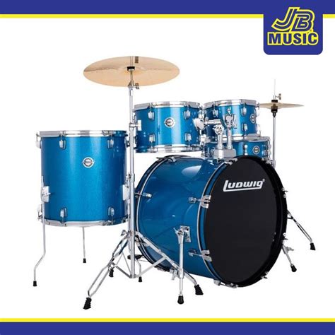Ludwig Accent Drive 5 Piece Drumset Blue Sparkle Lc19519drum