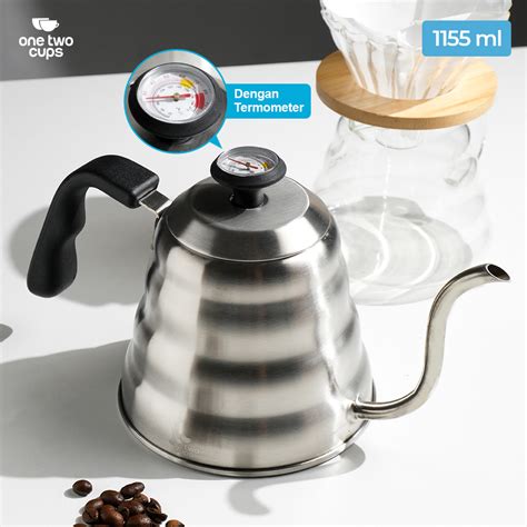 Jual One Two Cups Coffee Maker Pot Drip Kettle Teko Barista Leher Angsa With Thermometer
