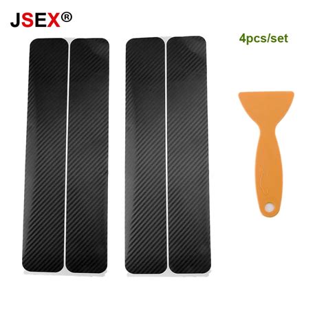 4Pcs Black Car Door Plate Stickers Carbon Fiber Look Car Sticker Sill