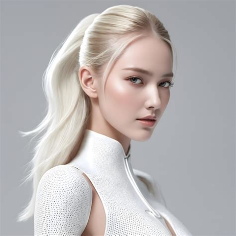 Premium Photo Beautiful Female Supermodel Full Length All White In A