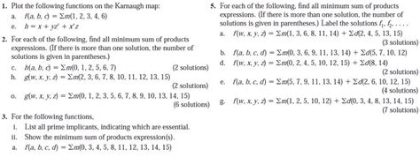 Solved Plot The Following Functions On The Karnaugh Map Chegg