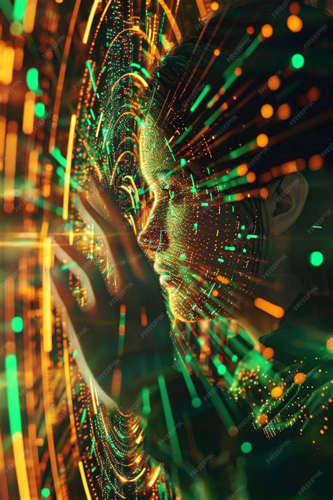 Premium Photo 3d Representation Of A Woman Emerging From A Digital Matrix