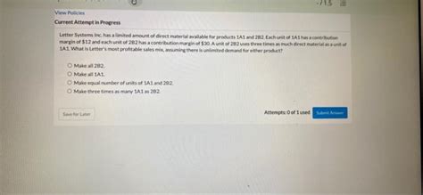 Solved -/15 E View Policies Current Attempt in Progress | Chegg.com