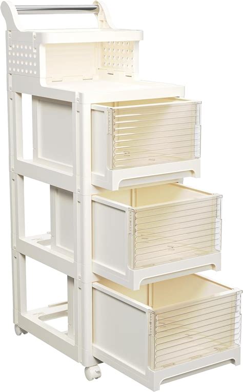 Plastic Drawer Storage Cart With 3 Storage Drawers And 2
