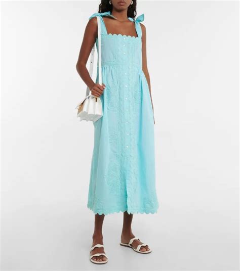Self tie cotton poplin midi dress tiffany蓝 连衣裙 525 00 超值好货 澳洲省钱快报