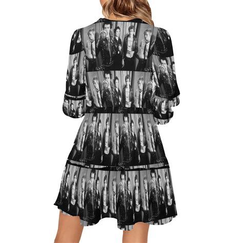 Sex Pistols V Neck Tiered Dress Original Illustration Kayci Garline