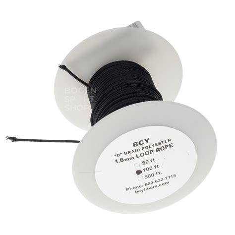 Bogensportshop Eu Buy Bcy D Loop Rope 060 1 6 Mm Braided Polyester Black Or Silver 30 M