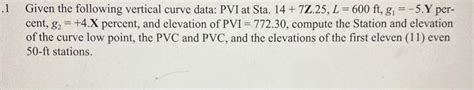 Solved Given The Following Vertical Curve Data Pvi At Sta Chegg