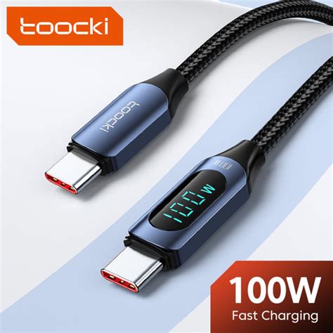 สาย Usb C Toocki Pd 100w พร้อมจอแสดงผลข้อมูลดิจิตอล5a ที่ชาร์จไฟรวดเร็ว