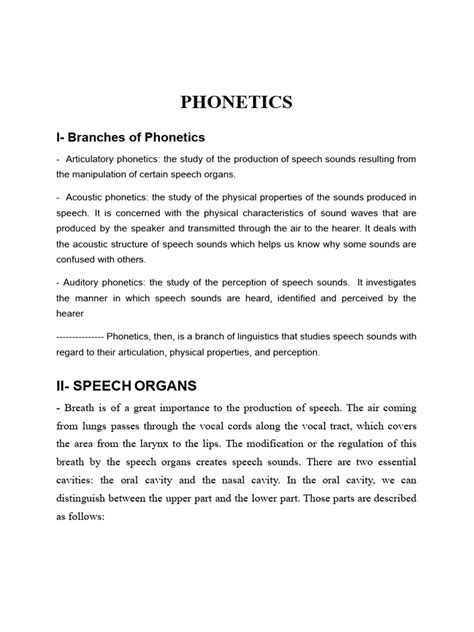 Branches Of Phonetics And Speech Organsdocx Pdf Phonetics Speech