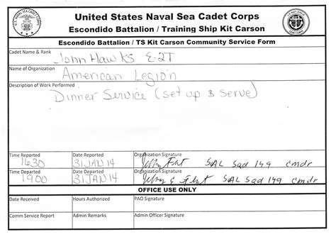 Community Service Escondido Battalion And Training Ship Kit Carson