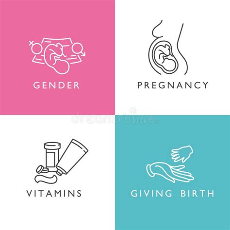 Vector Set Icons Of Obstetrics And Pregnancy Linear Design For Gender