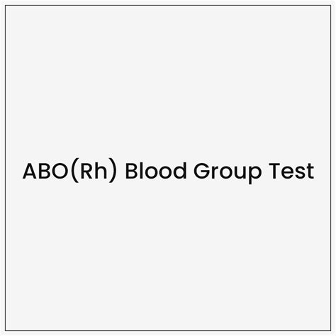 Aborh Blood Group Test Gooddays Healthcare