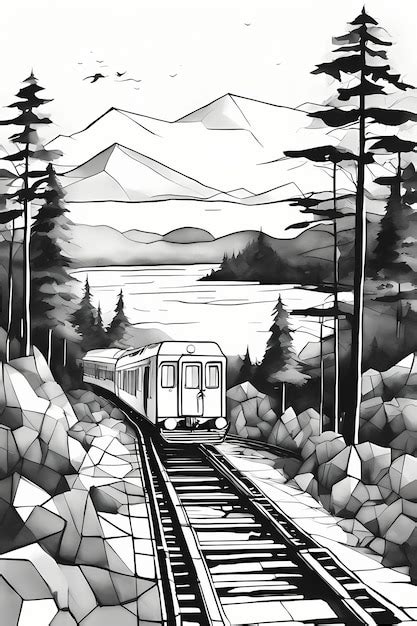 Coloriage Vue Sur Le Train Pages De Livre à Colorier Photo Premium