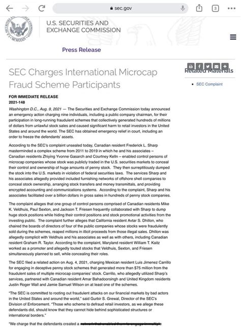 ️sec Charges International Microcap Fraud Scheme Participants 🌎