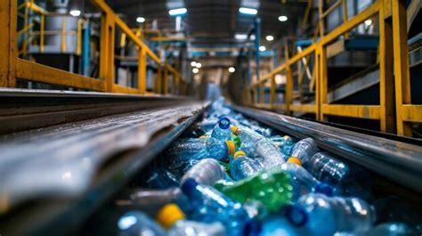 Premium Photo Conveyor Belt Sorting Plastic Bottles For Processing