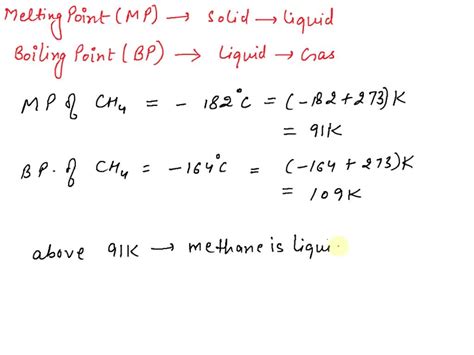 Solved The Melting Point Of Methane Is 182Â°c And The Boiling Point