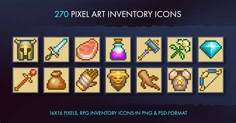 Pixel Art Inventory Icons 16x16 2d Icons Unity Asset Store