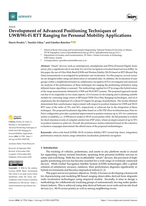 Pdf Development Of Advanced Positioning Techniques Of Uwbwi Fi Rtt Ranging For Personal
