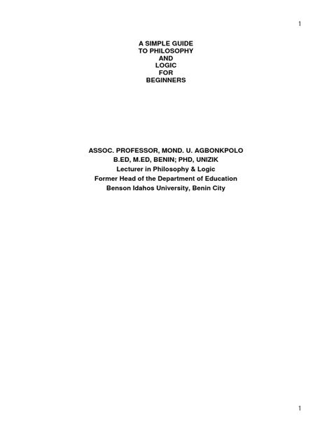A Simple Guide To Philosophy And Logic For Beginners Pdf 1 Download Free Pdf Logic Rationalism
