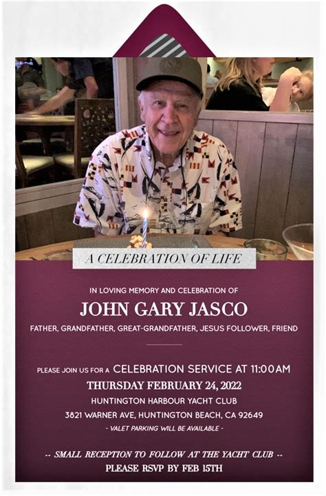 Gary Jasco Celebration Of Life Weatherly Bay Homeowners