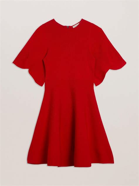 Ted Baker Oliviha Rib Engineered Skater Dress In Red Endource