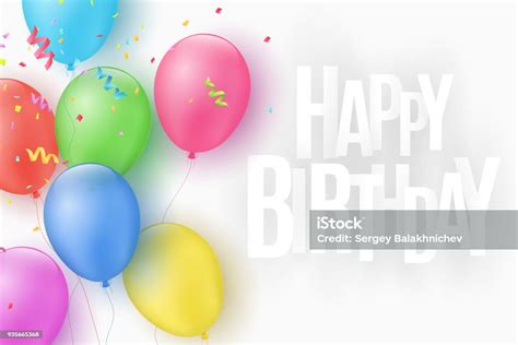 흰색 바탕에 여러 가지 빛깔된 축제 풍선입니다 생일 축하해요 색종이의 폭발입니다 인사말 카드입니다 3d 비문 종이 혼란 백색
