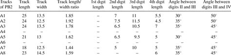 Standard Measurements Of Tracks Of The Tracksite PB Length And Download Table