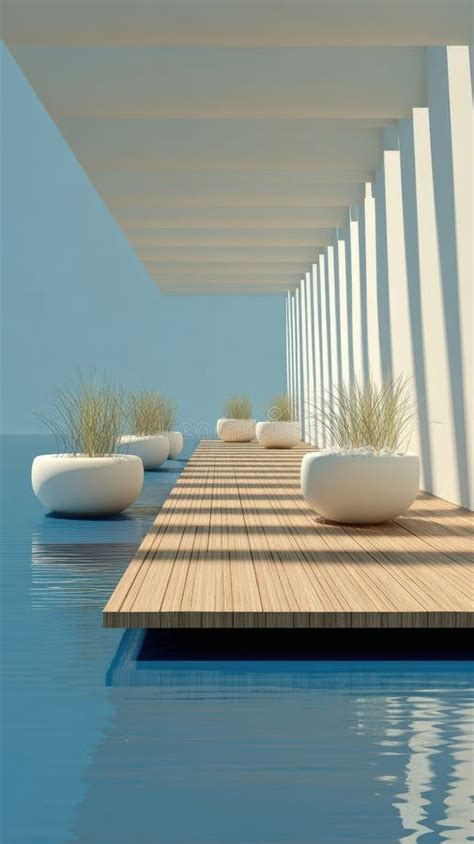 Serene Minimalist Architecture Modern Zen Garden Design Stock