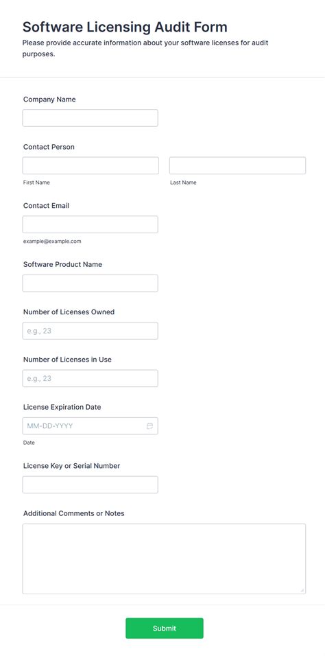 Software Licensing Audit Form Template Jotform