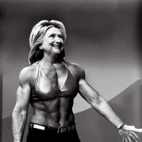 Hillary Clinton As An Extreme Body Builder Photograph Stable Diffusion