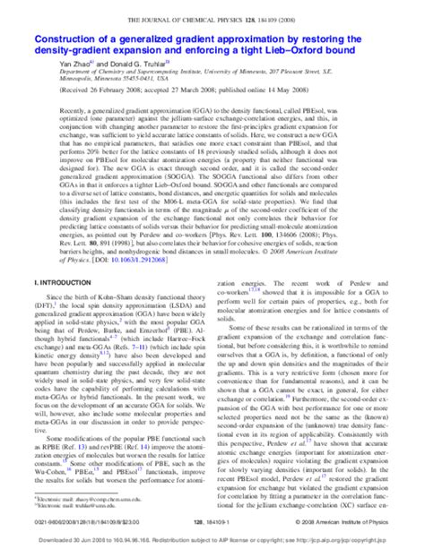 Pdf Construction Of A Generalized Gradient Approximation By Restoring