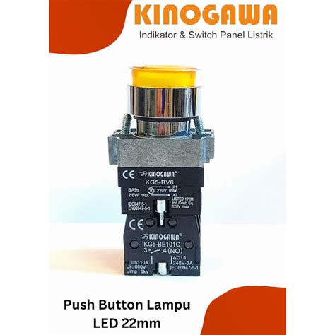Jual Push Button Lampu 22mm LED 220v Kuning Tombol Lampu LED Kuning Tombol ON OFF Shopee