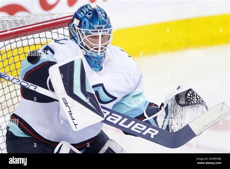 Nhl Profile Photo On Seattle Kraken Goalie Joey Daccord During A Game
