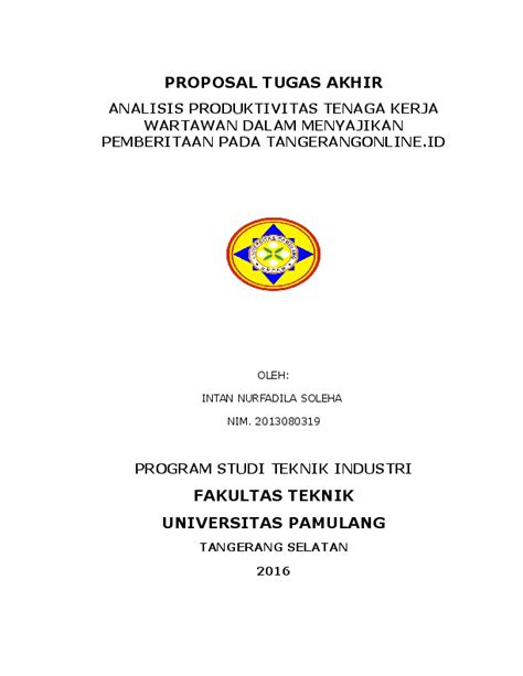 Doc Proposal Tugas Akhir Program Studi Teknik Industri
