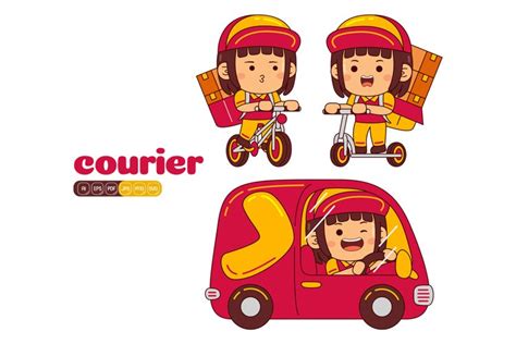 Cute Courier Girl Vector Pack