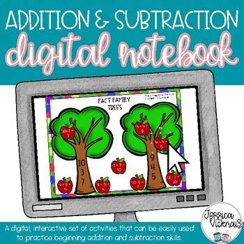 DIGITAL Math Interactive Notebook Beginning Add Subtract Distance Learning