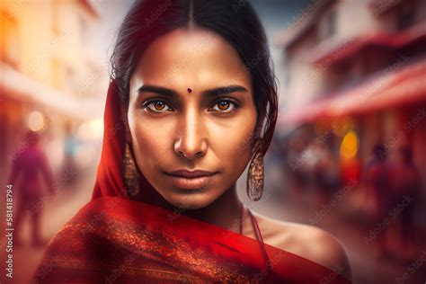 Beautiful Indian Girl Young Hindu Woman Neural Network Ai Generated