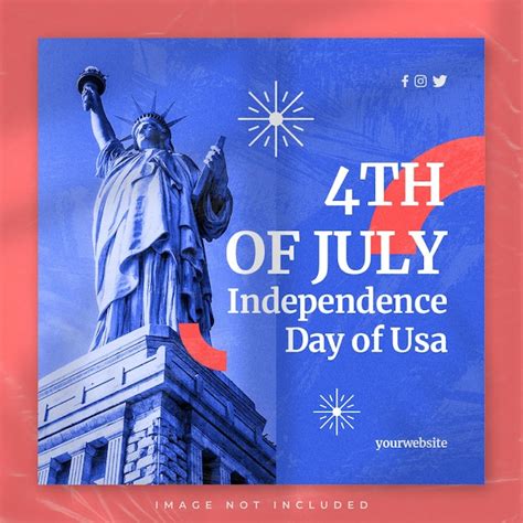 Feliz 4 De Julho Feriado Do Dia Da Independência Dos Eua Modelo De