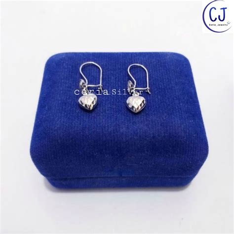 Jual Anting Perak Asli Silver Wanita Dewasa 925 Lapis Emas Model Emas Tetesan Air Ukir 1 Permata