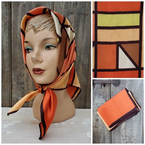 Silky Vintage Mondrian Style Scarf Etsy
