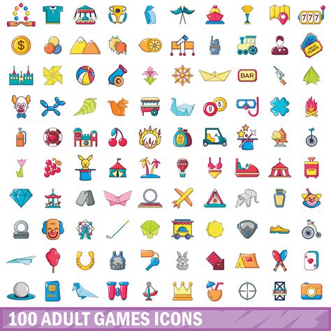 Adult Games Icons Set Cartoon Style Vector Art At Vecteezy