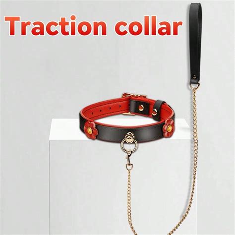 Classic Black And Red Leather Collar Leash Sm Props Men And Women Sex