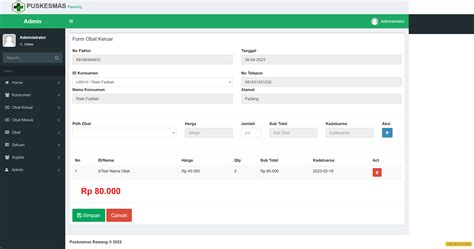 Source Code Manajemen Stok Obat Masuk Dan Obat Keluar Puskesmas INTI PHP
