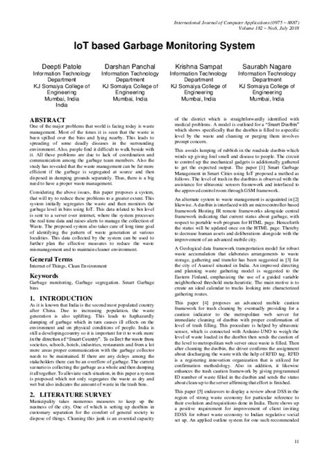 Pdf Iot Based Garbage Monitoring System