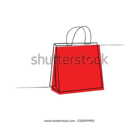 Continuous One Line Drawing Shopping Bag Stock Vector Royalty Free