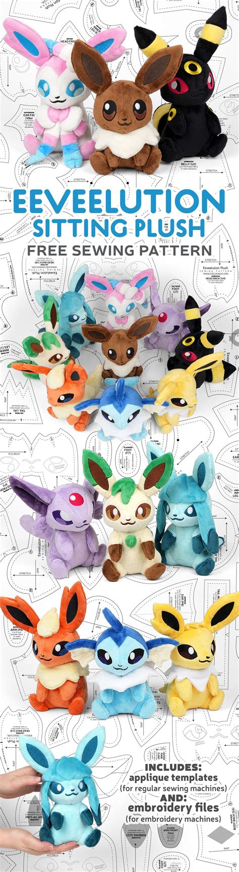 Eeveelution Sitting Plush Sewing Pattern